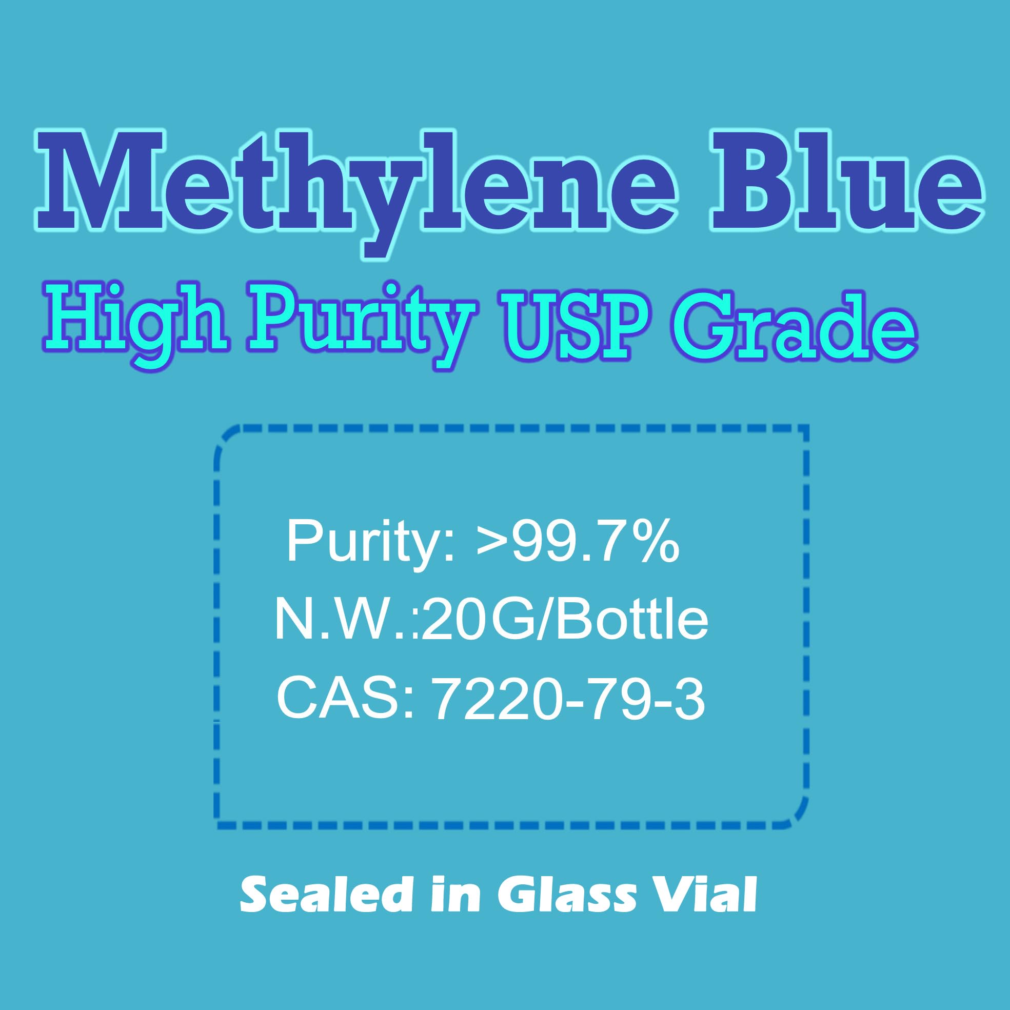 Methylene Blue Powder 20 Grams (USP Grade 99.8+%) - Prepare 2L 1% Solution [Value Pack] （Brand DR.OLFACTICS）