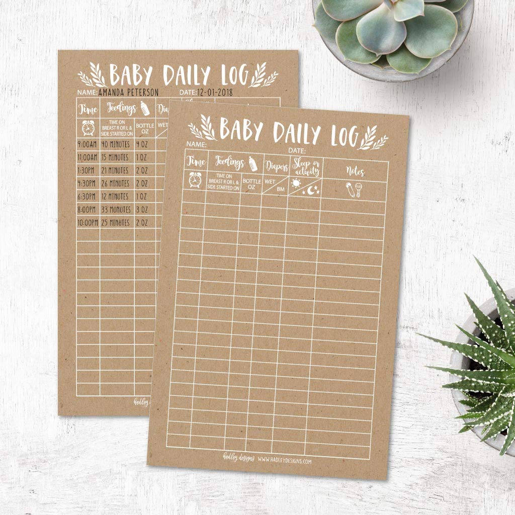 Newborn Baby Log Tracker Journal Book, Infant Daily Schedule, Feeding Food Sleep Naps Activity Diaper Change Monitor Notes For Babies, Mommy Nursing or Breastfeeding Record Tracking Chart 50 Sheet Pad
