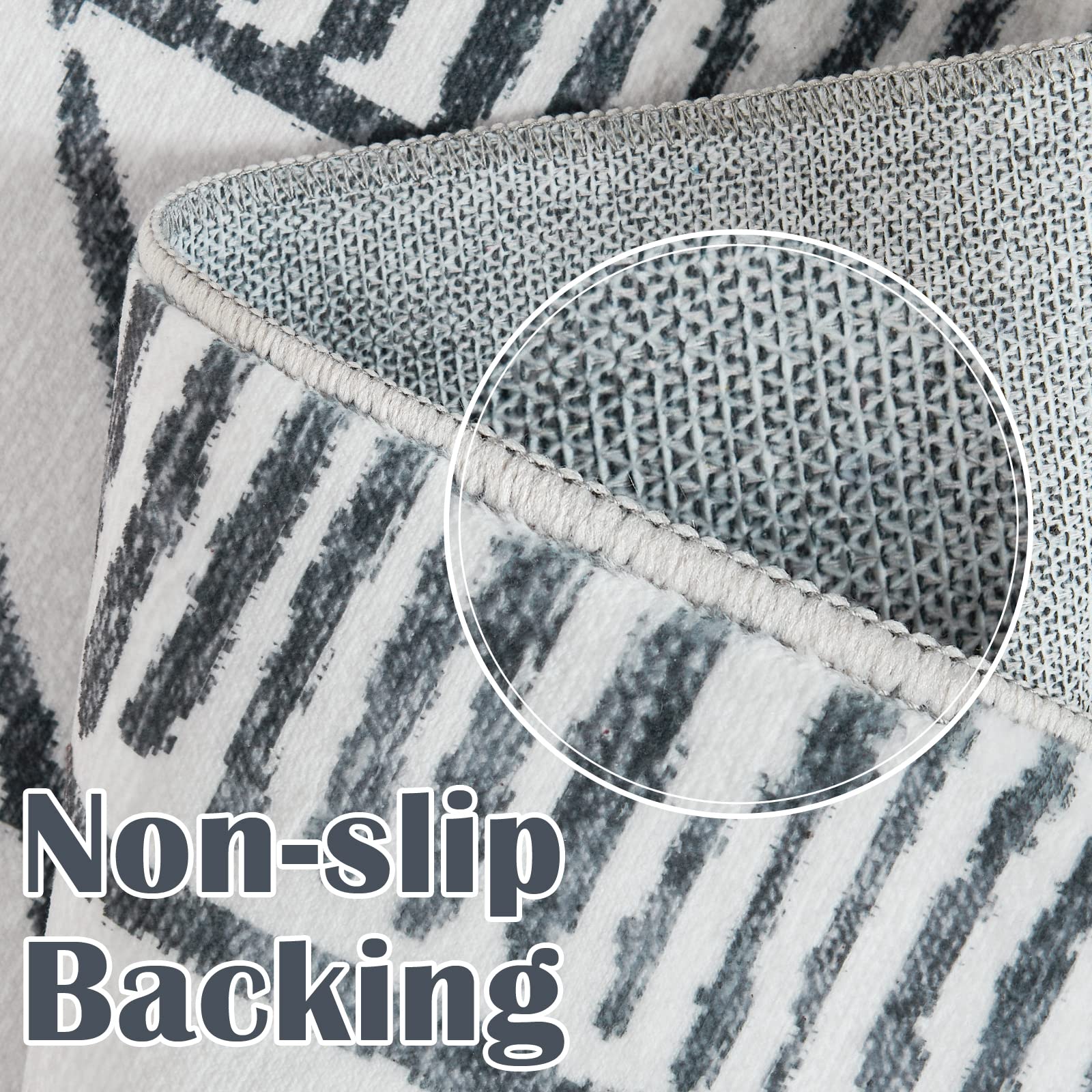 jinchan Runner Rug 2x5 - Moroccan Hallway Rug Bohemian Kitchen Washable Runner Rug with Rubber Backing Modern Soft Rug Indoor Non Slip Carpet for Entryway Bathroom Laundry Room Farmhouse Grey