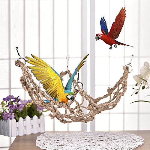 Litewoo Bird Rope Perch Swing Climbing Net Toy Parrot Hammock for Cockatiels Conures Budgie Parakeet Cockatoo Rat Gerbil Chinchilla L