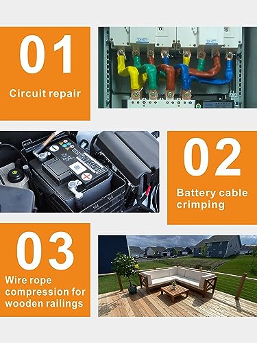 AMZCNC Hydraulic Cable Lug Crimper 10 US TON 12 AWG to 00 (2/0) Electrical Terminal Cable Wire Tool Kit with 9 Die (Crimping Tool)