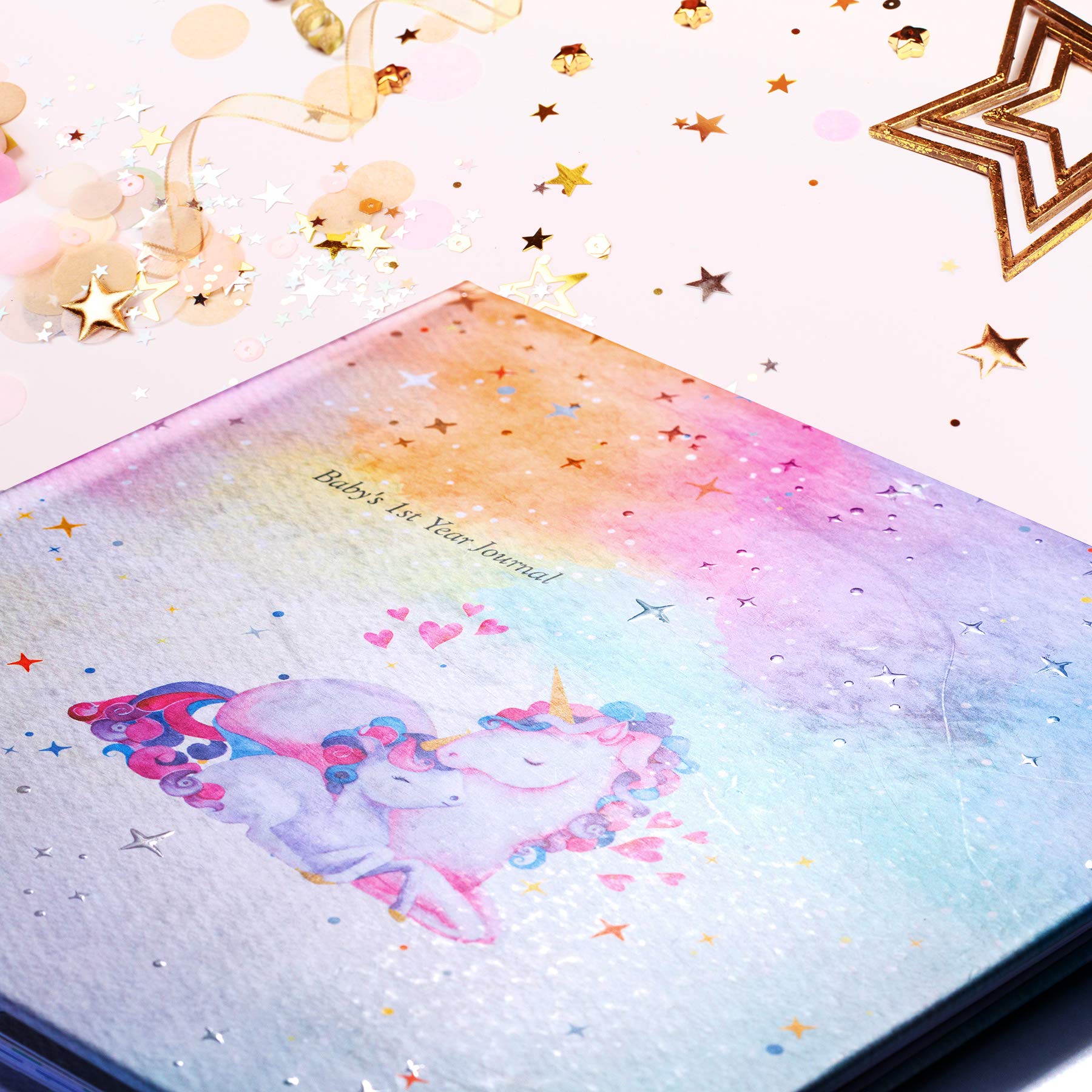 Pillow and Toast Baby Memory Book First Time Mom, Baby Books First Year Memory Book for Girls Unicorn Gift, Minimalist Baby Keepsake Journal with Pregnancy Scrapbook Postcard