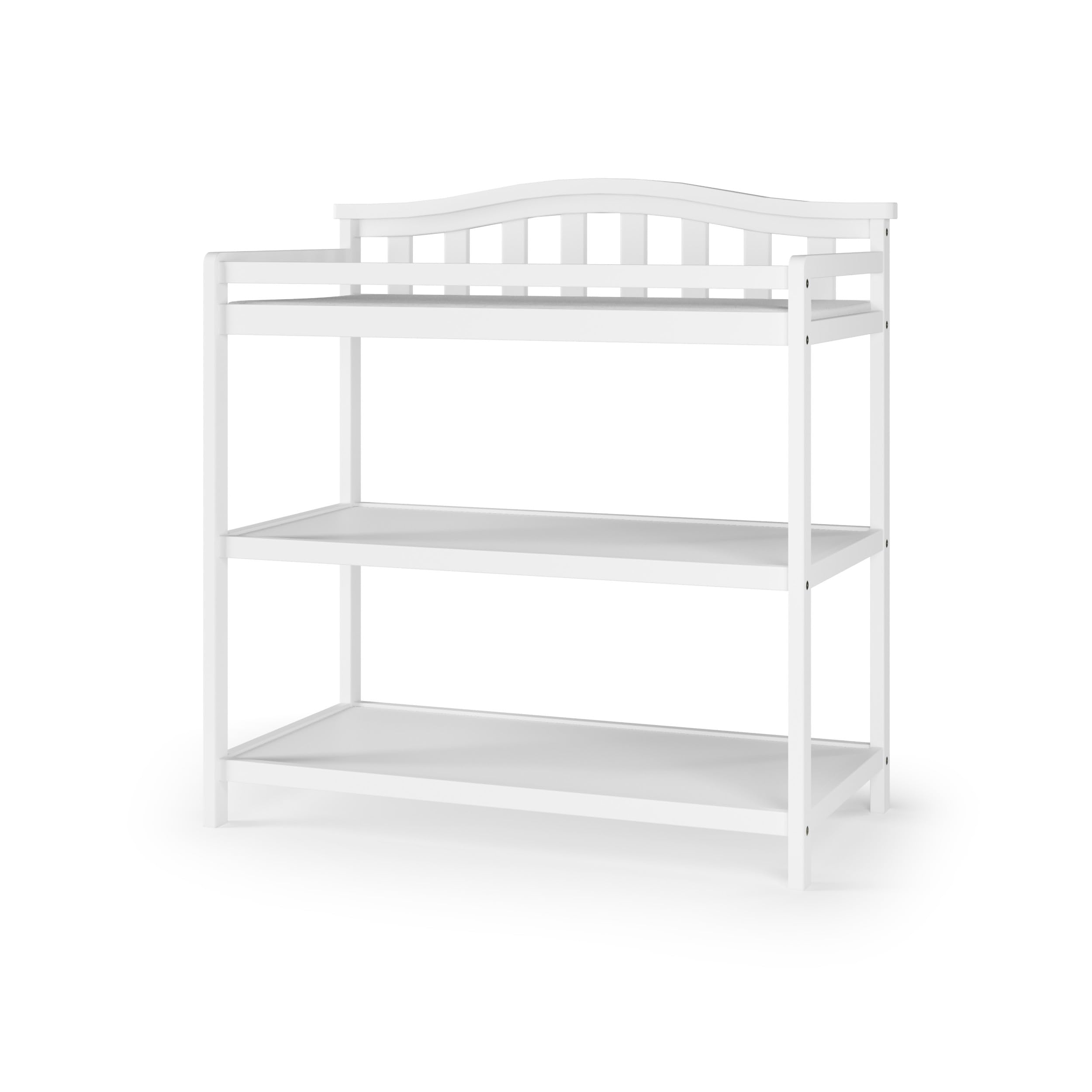 Child Craft Arch Top Infant Changing Table, Water-Resistant Pad and Safety Strap, Anti-Tip Kit Included to Prevent Tipping, Non-Toxic, Baby Safe Finish (Matte White)