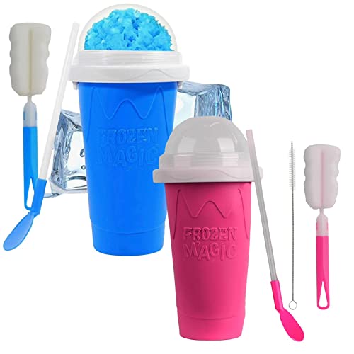 GRETA COMMERCE Slushy Maker Cup Portable and Double Layer Ice Cream Maker Slushie Magic Cup for DIY Drinks Milk Shake