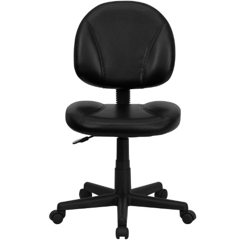 Flash Furniture Ronald Mid-Back Black LeatherSoft Swivel Ergonomic Task Office Chair with Back Depth Adjustment