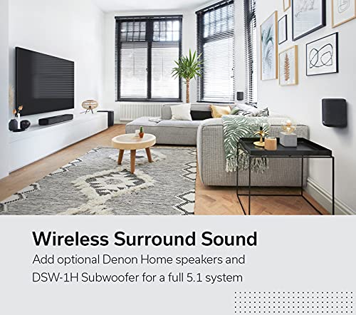 Denon Home Sound Bar 550 - Compact 3D Surround Sound, Dolby Atmos & DTS:X, Built-in HEOS, Amazon Alexa, Seamless Integration with Denon Home 150, 250, 350 Wireless Speakers for Multi-Room Audio, Black