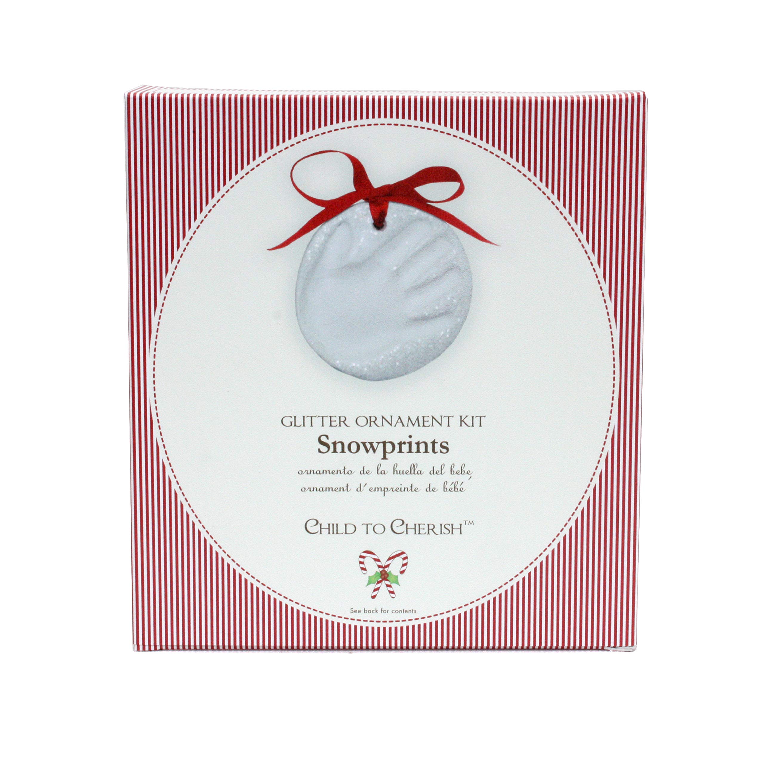Child to Cherish Snowprints Glitter Baby's First Christmas Handprint or Footprint Ornament Kit
