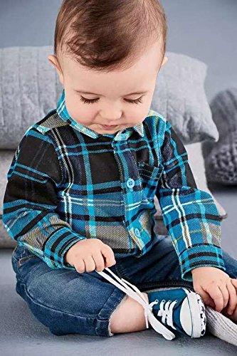 Kimocat Casual Suit for Toddler Boy 2Pcs Long Sleeve Plaid Shirtand Jeans Outfits