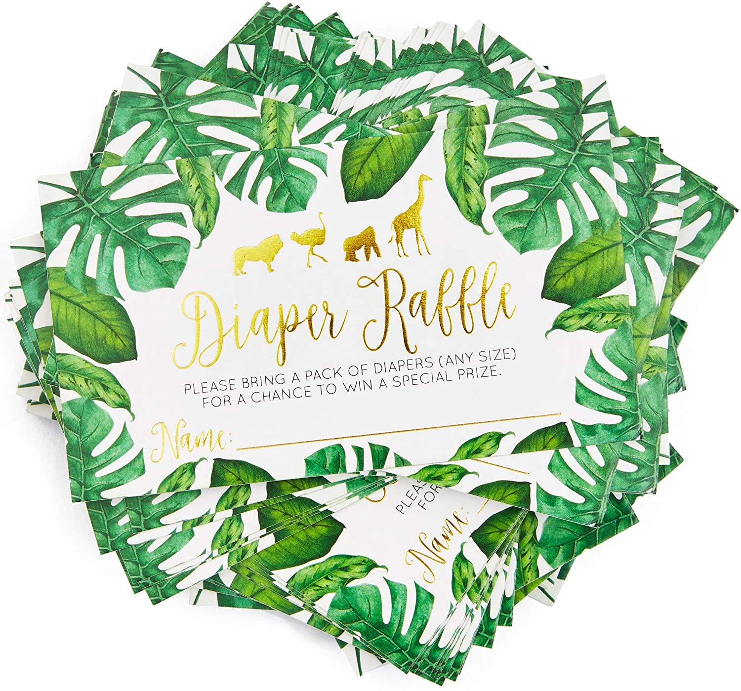 Sparkle and Bash Diaper Raffle Tickets for Baby Shower (60 Count) Jungle Safari