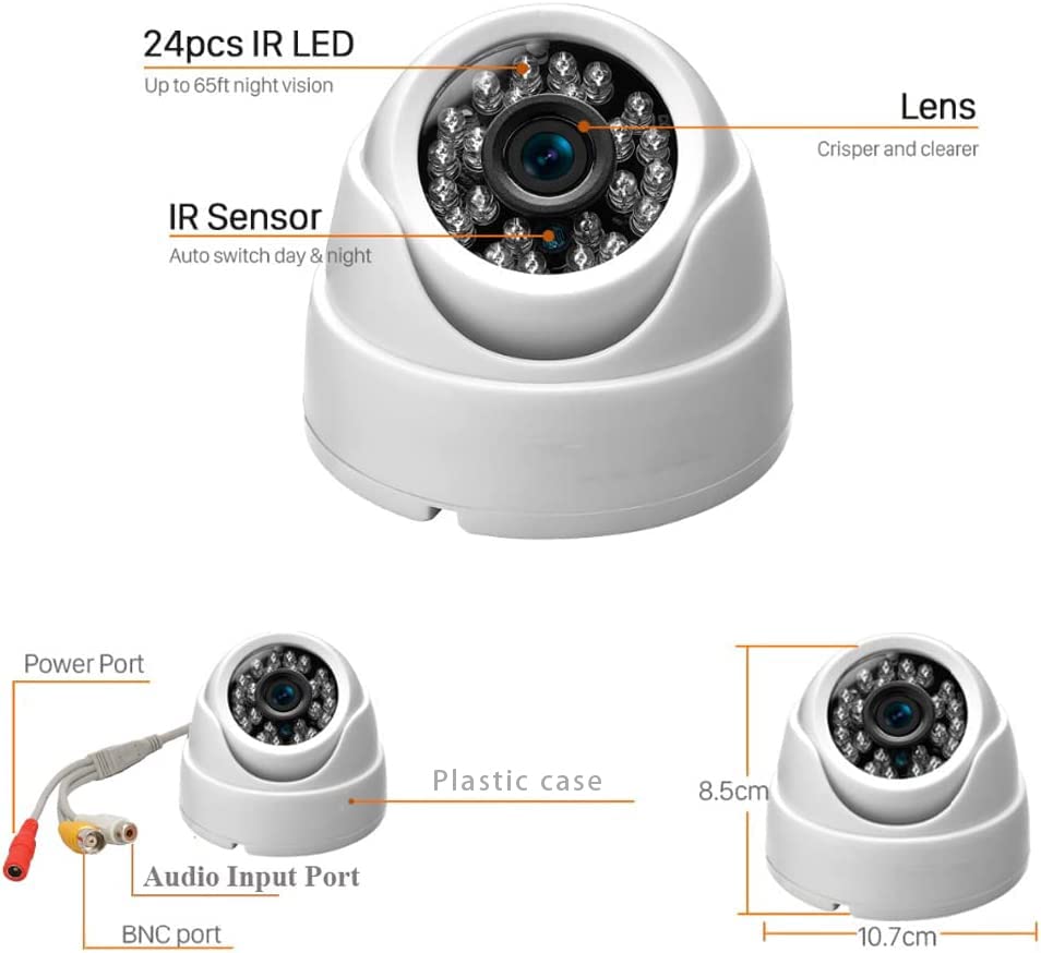 Vanxse® CCTV 24ir Leds 1/3 CCD 800tvl Indoor Dome Audio Camera D/n Security Surveillance Camera