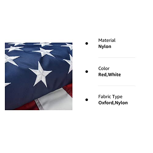 American Flag 2.5x4 Ft, US Flag/USA Flag with Oxford Nylon Material, Vivid Color, Sewn Stripes, Brass Grommets, Embroidered Stars, Perfect for Indoor/Outdoor Use