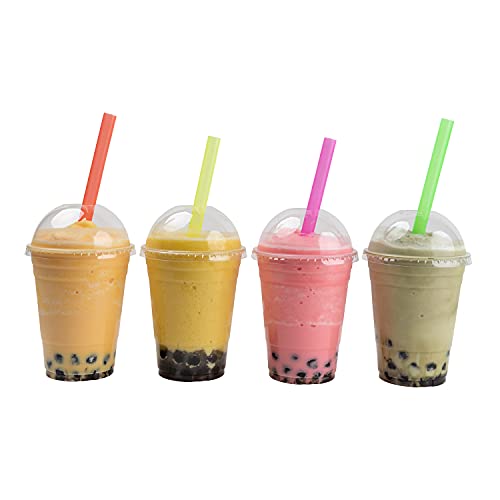 AmerCareRoyal 8.5" Colossal Unwrapped Neon Straws, Assorted Colors, Case of 2,000