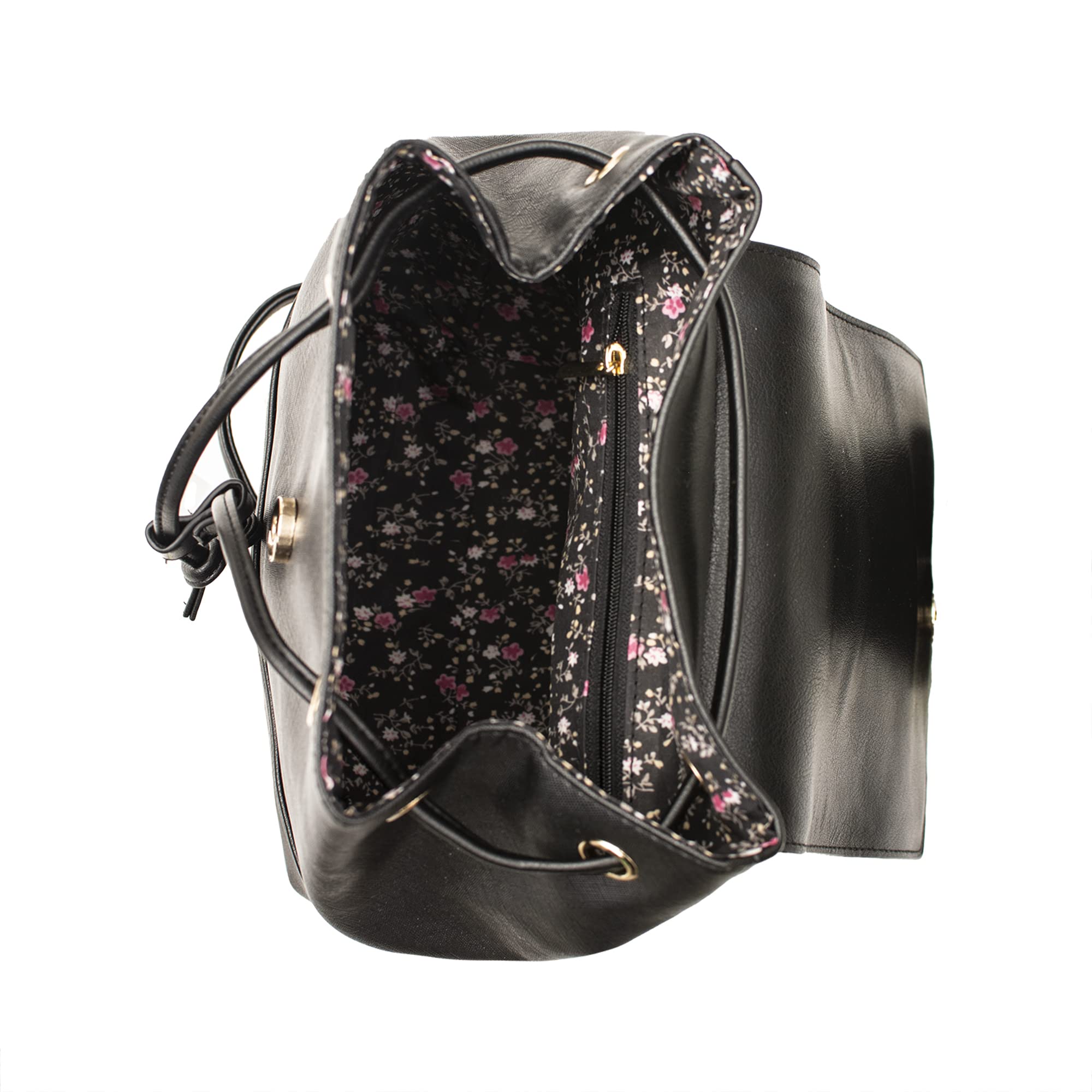 Alexis Bendel Women's Saffiano Leather Saddle Backpack With Mini Drawstring