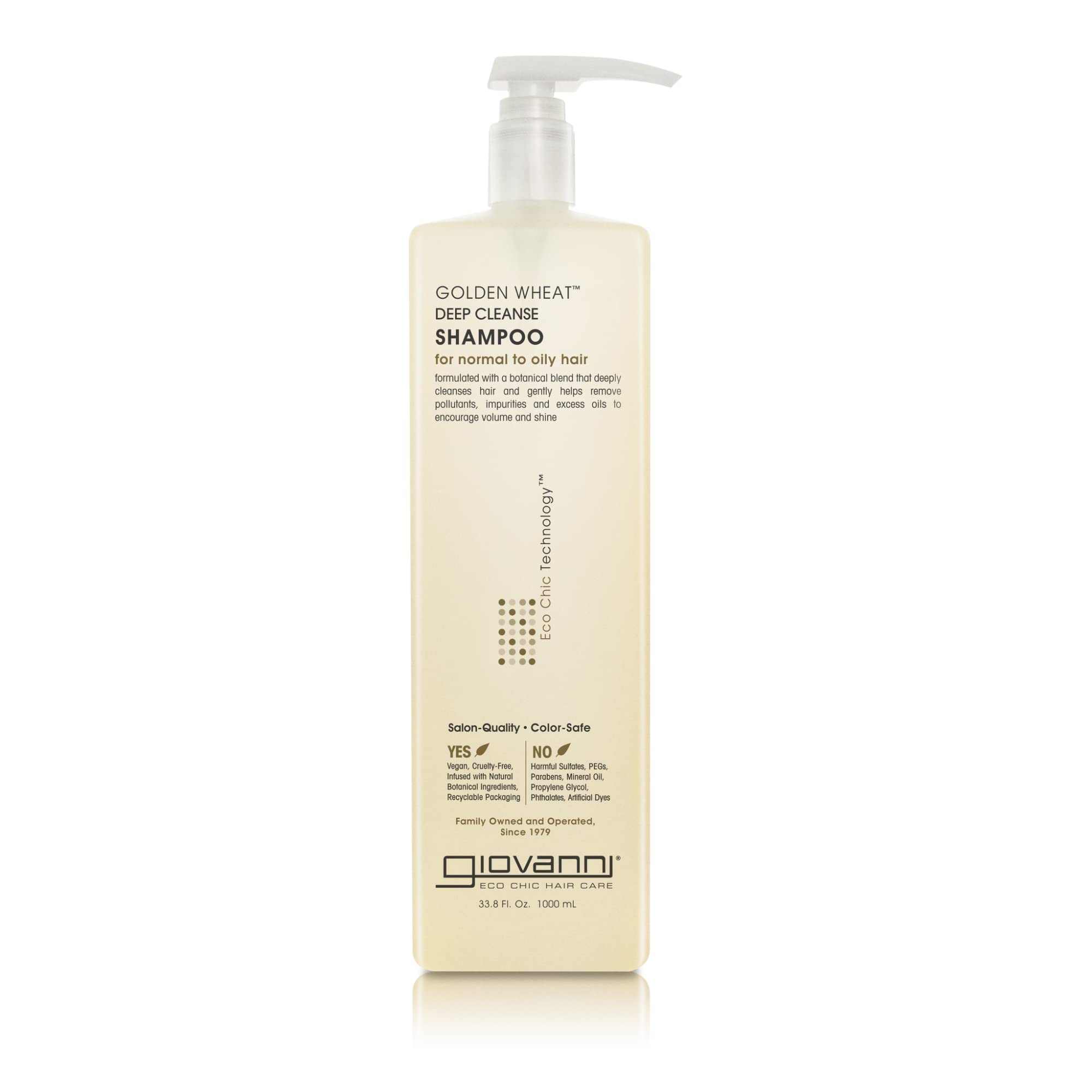 Giovanni Eco Chic Golden Wheat Shampoo - Deep Cleansing With Botanical Oils, 33.8 Ounces (Pack of 1)
