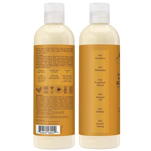 SheaMoisture Body Lotion 2-Pack β Raw Shea Butter Hydrating Moisturizer w/Frankincense and Myrrh, Gifts for Women, 13 Oz Ea