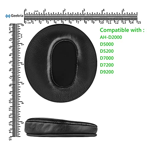 Geekria Elite Sheepskin Replacement Ear Pads for DENON AH-D2000, D5000, D5200, D7000, D7200, D9200 Headphones Earpads, Headset Ear Cushion Repair Parts (Black)