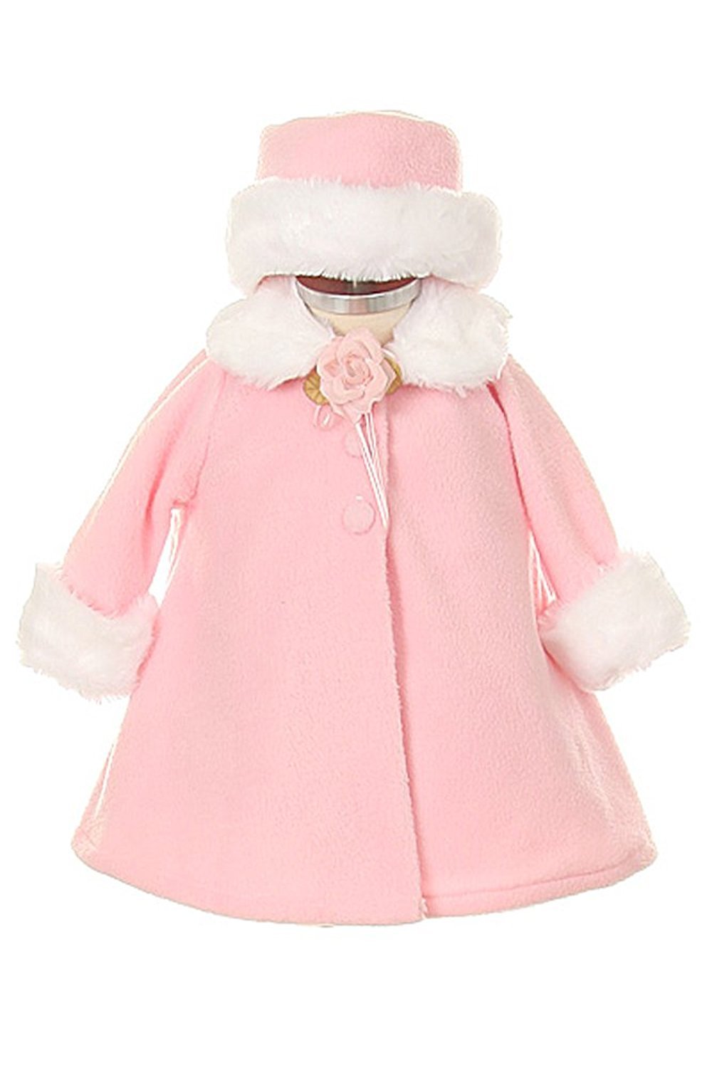 Girl's Cozy Fleece Long Sleeve Cape Jacket Coat - White Infant S 3-6 Months