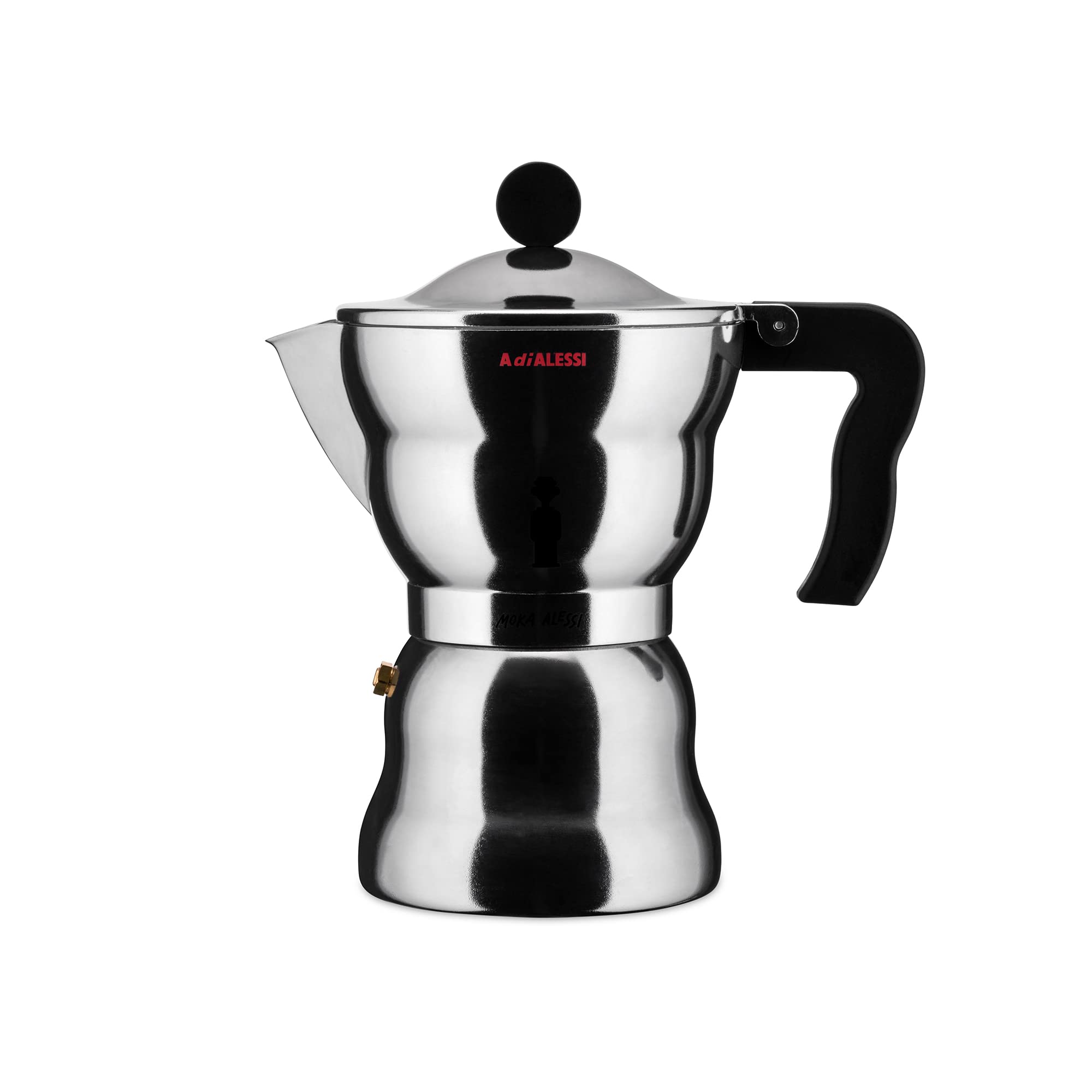 Alessi AAM33/6 - Design Espresso Coffee Maker, Aluminum and Thermoplastic Resin, 6 Cups, Black Handle