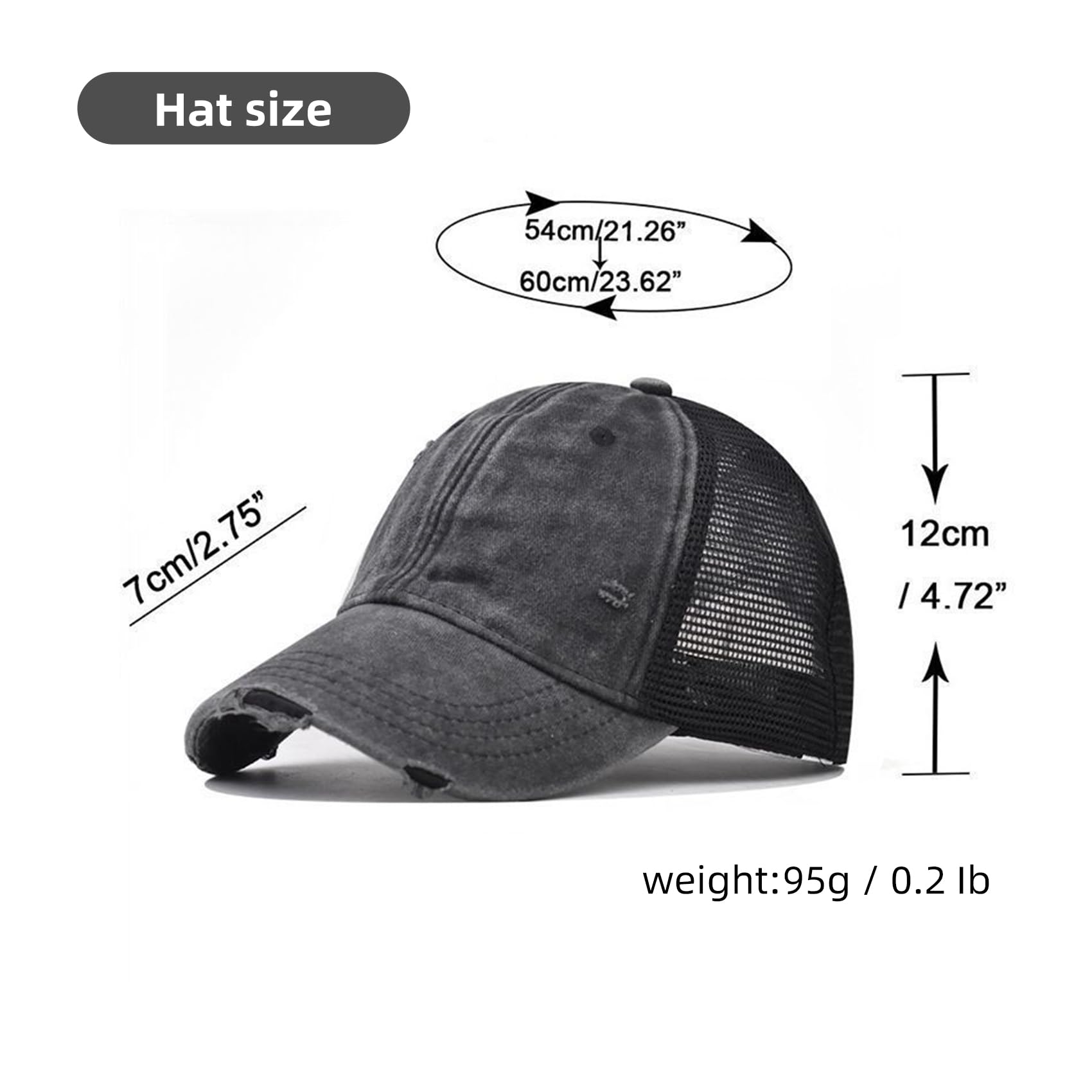 4 Pack Criss Cross Ponytail Hat Washed Distressed Women Mesh Baseball Caps Messy Bun Ponycaps