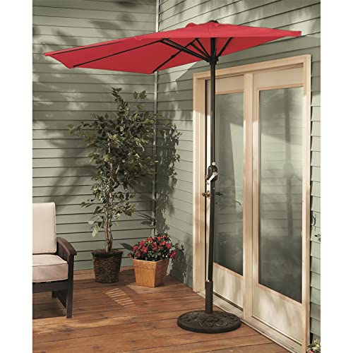 CASTLECREEK Half Round Patio Umbrella, Outdoor, Garden, Deck, Balcony Shade 8β, Red