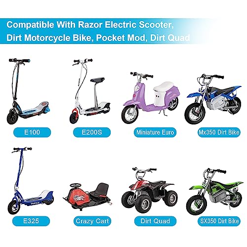 Charger for Razor Electric Scooter MX350, Dirt Bike, E100, Crazy Cart, Pocket Mod, E300, Quad, Moped, E200, PR200, Sports Mod, Replacement 24V Scooters and Some 4 Wheel Rides Battery Power Cord