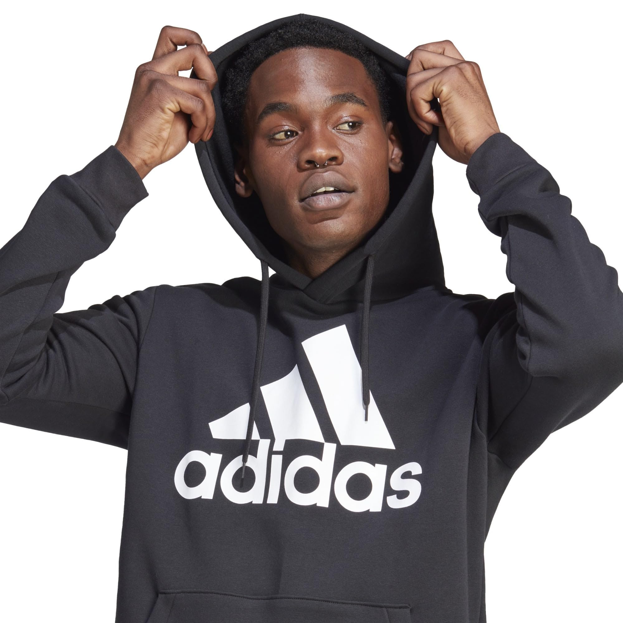 adidas Men's Essentials Fleece Big Logo Hoodie, Black, X-Small
