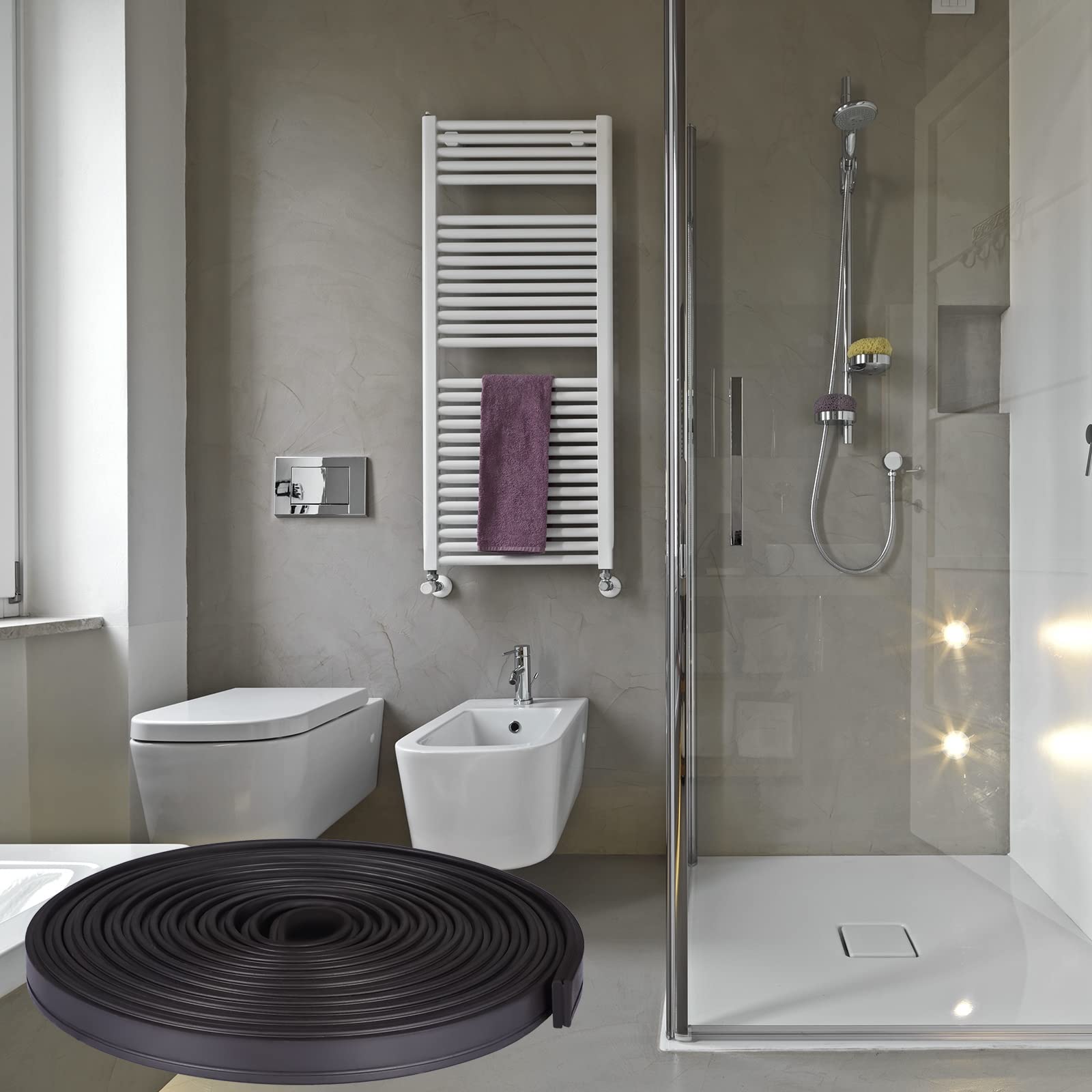 75 Inches Flexible Magnetic Strip Insert Shower Door Magnetic Strip Replacement Magnet Shower Door Replacement Parts Long Shower Door Strip for Framed Semi Framed Swinging Glass Shower Doors (1 Roll)