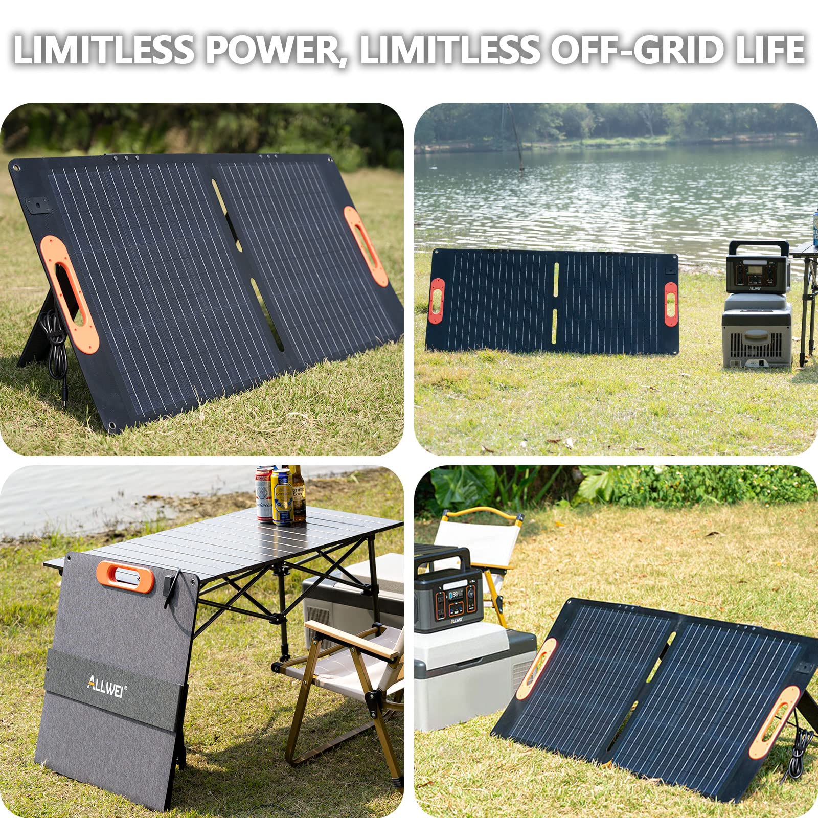 ALLWEI 300W Portable Power Station with 1 * 100W Solar Panel Included, Solar Generator 280Wh, PD60W USB, DC AC Outlet, Home Battery Backup for Camping Outdoor RV Trip Hunting Blackout CPAP