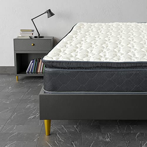 Continental Sleep 9-Inch Foam Encased Pillowtop Pocketed Coil Innerspring Fully Assembled Mattress, Good for The Back, King, White