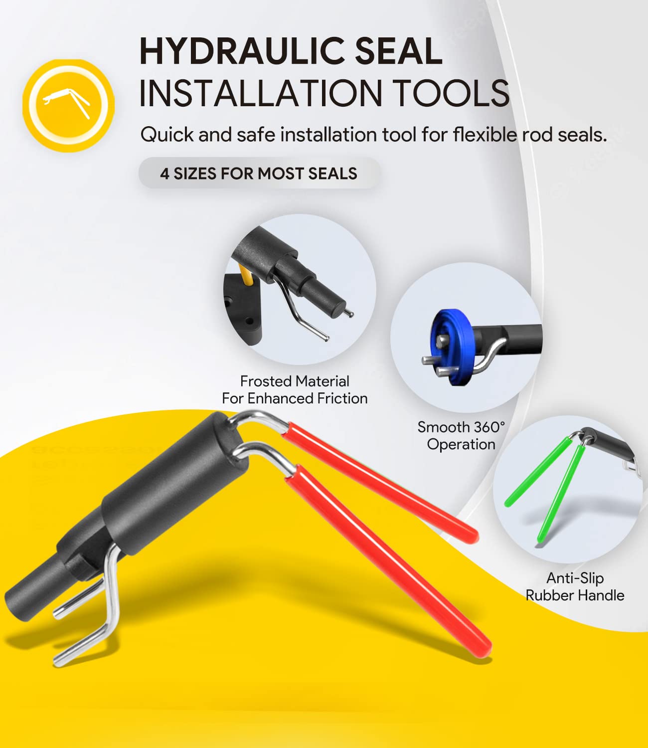 6 Pack Hydraulic Seal Installation Tools, Hydraulic Cylinder Piston Repair Rebuild Seal Kit, U-Cup Rod Seal Installation Tool Kits Upgraded Super Strong Seal Twistor Install Tool Set