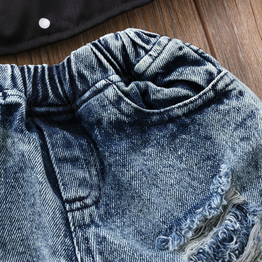Toddler Newborn Baby Boys Girls Causal Elastic Waist Destroyed Ripped Jeans Pants (0-6 Months, A)