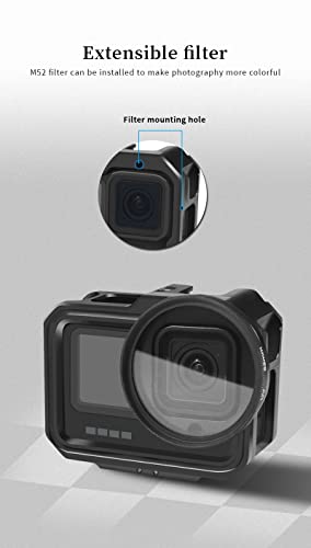 Durable Aluminum Camera Cage for GoPro Hero 11 - Protective Housing with Cold Shoe Mounts, Precision Cut Ports, Anti-Vibration, and Heat Dissipation for Smoother Filmmaking