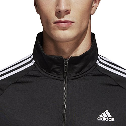 adidas Men's Essentials 3-Stripe Tricot Track Jacket, Black/White, X-Large