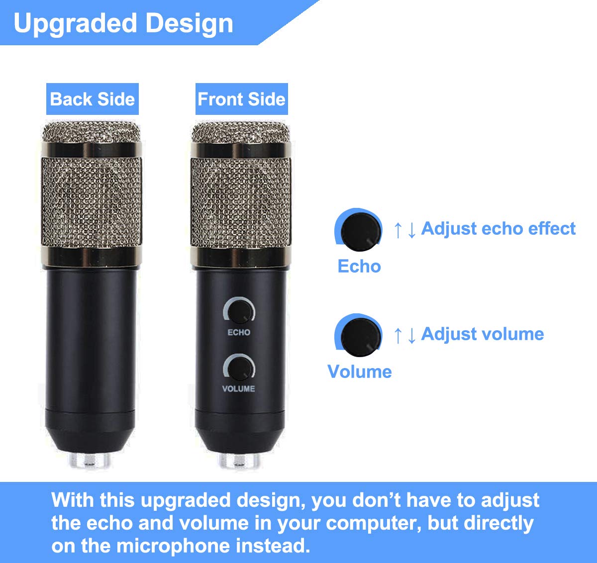 Bonke 【2021 Upgraded】 USB Condenser Microphone for Computer (Silver)