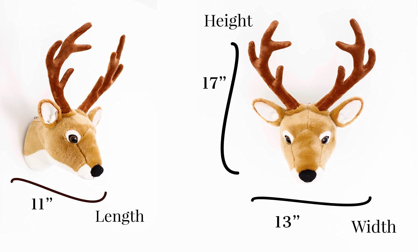 BAOUBEAR Plush Stuffed Deer Head β 17 Inch Hunting Toy, Handcrafted Trophy, Woodland Nursery Decor