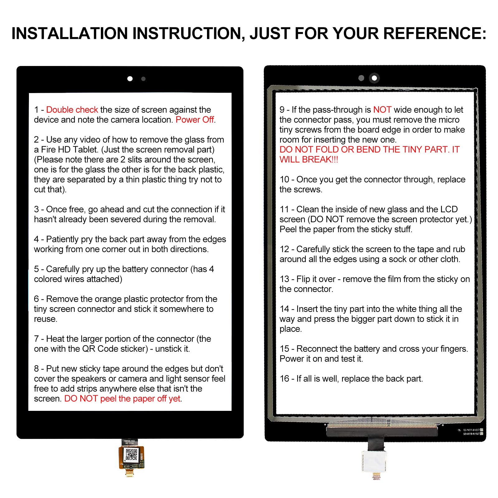 Alvar New Replacement Black Touch Screen Digitizer Repair Part for Amazon Kindle Fire HD10 HD 10 7th Generation SL056ZE 10.1 inch (Comes with Free Tools kit)