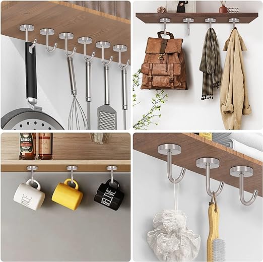 WELWIK 2PCS Coat Towel Robe Hook Hat Wall Mounted Stainless Steel Heavy Duty Garage Hook Suitable for Bathroom Living Room Kitchen Ceiling Hooks (2 Inch Brushed Nickel)