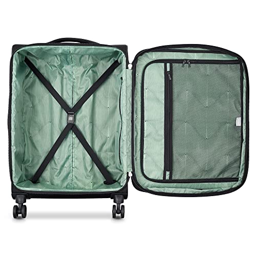 DELSEY Paris Sky Max 2.0 Softside Expandable Luggage with Spinner Wheels, Black, Checked-Medium, 24 Inch