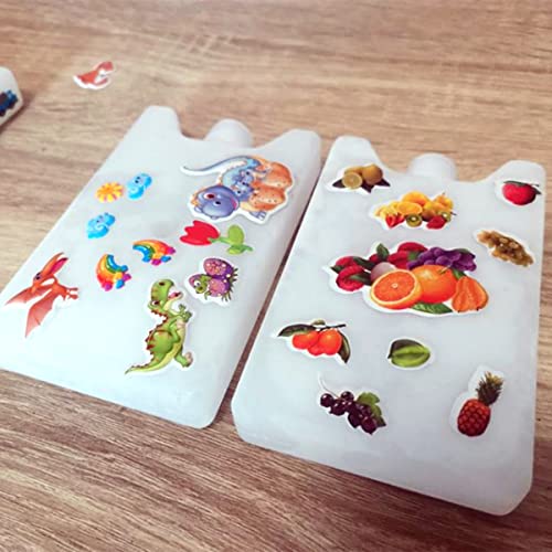 Deshitong Ice Packs with 2 DIY Art Creative Stickers for Lunch Bags, 4 Reusable Cool Packs for Lunch Bags and Box, Freezer Packs for Coolers (4 Packs and Stickers)
