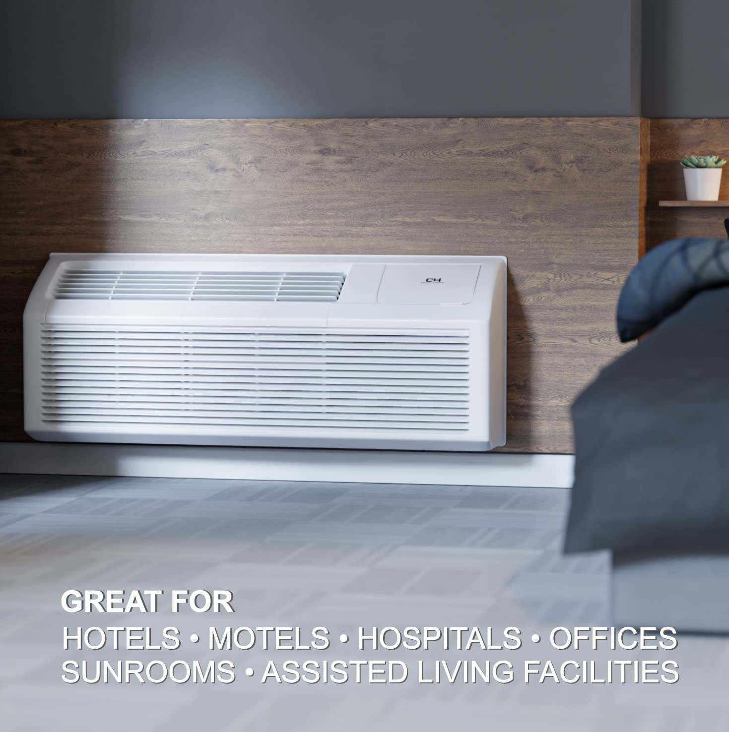 Cooper & Hunter 12,000 BTU PTAC Packaged Terminal Air Conditioner with 3.5 kW Electric Heater and Electric Cord