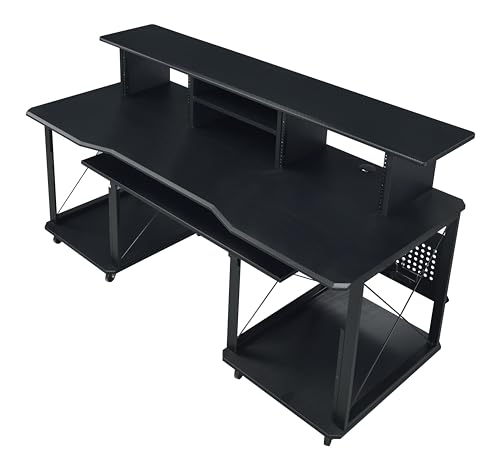 Acme Furniture Metal and Wooden Music Desk with Wheels, Black