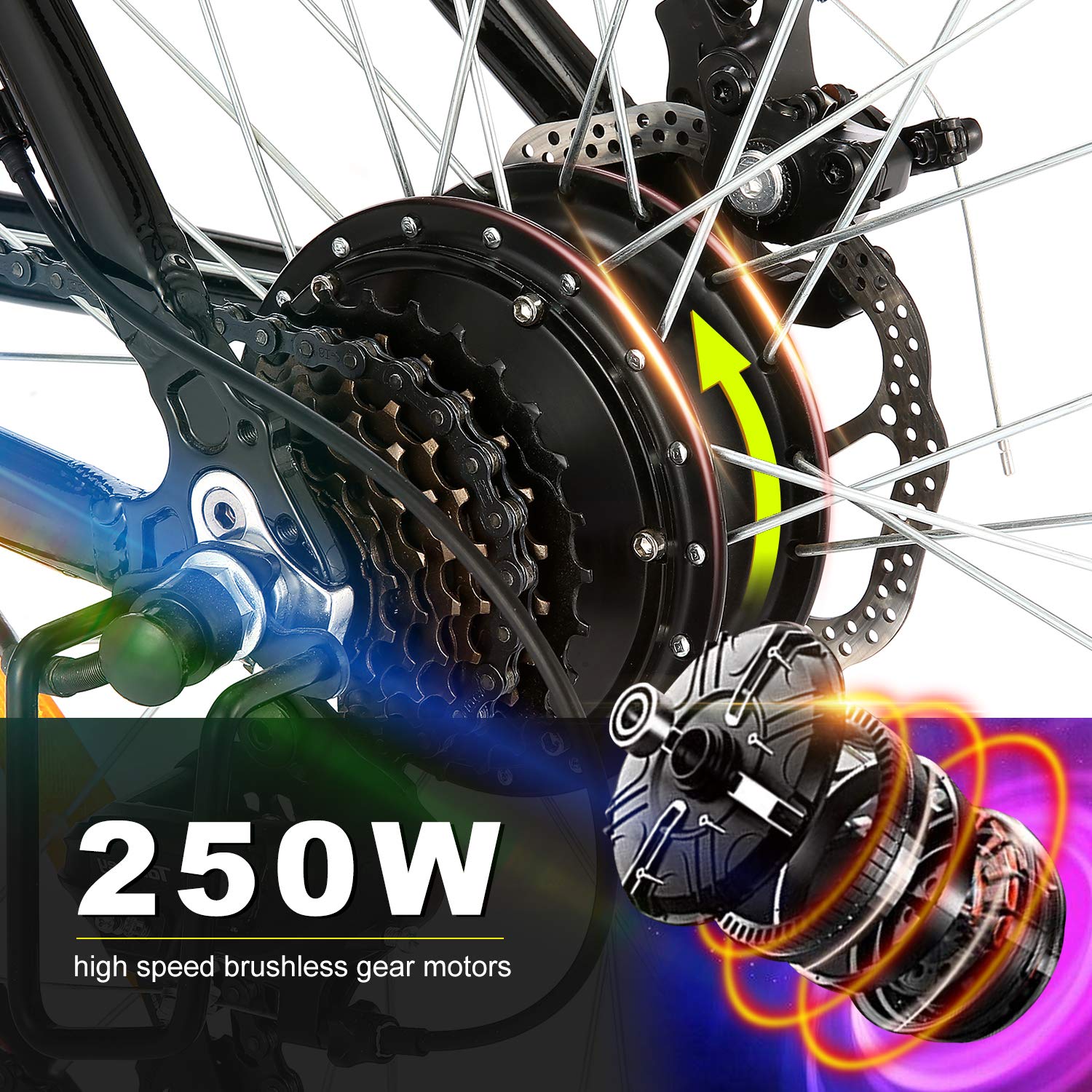 Aceshin 26'' Folding Electric Mountain Bike 250W Electric Bicycle with Removable Large Capacity Lithium-Ion Battery, Professional 21 Speed Gears (White)