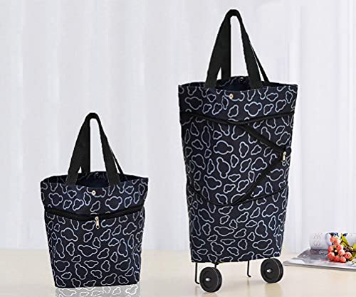 Collapsible Folding Shopping Bag with Wheels Foldable Shopping Cart Reusable Grocery Bags, Trolley Bag on Wheels (B0741YPTV7)