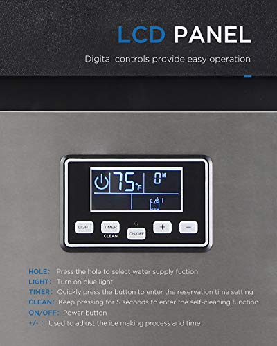 COOLLIFE Commercial Ice Maker - Produces 100lbs of Ice in 24 Hrs with 33lbs Storage Bin(100LBS/24H-PRO)