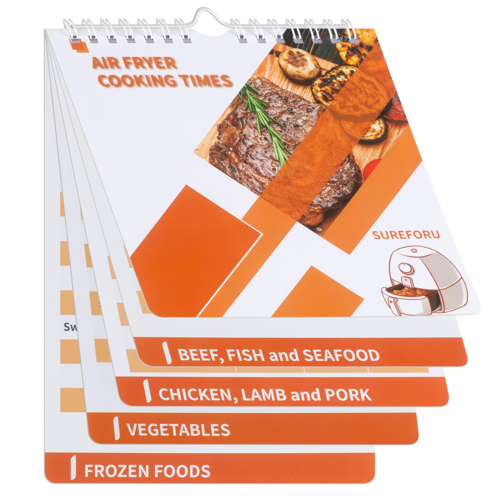 Air Fryer Cooking Times Chart in Large Font, Easy to Read and Find Air Fryer Cheat Sheet.