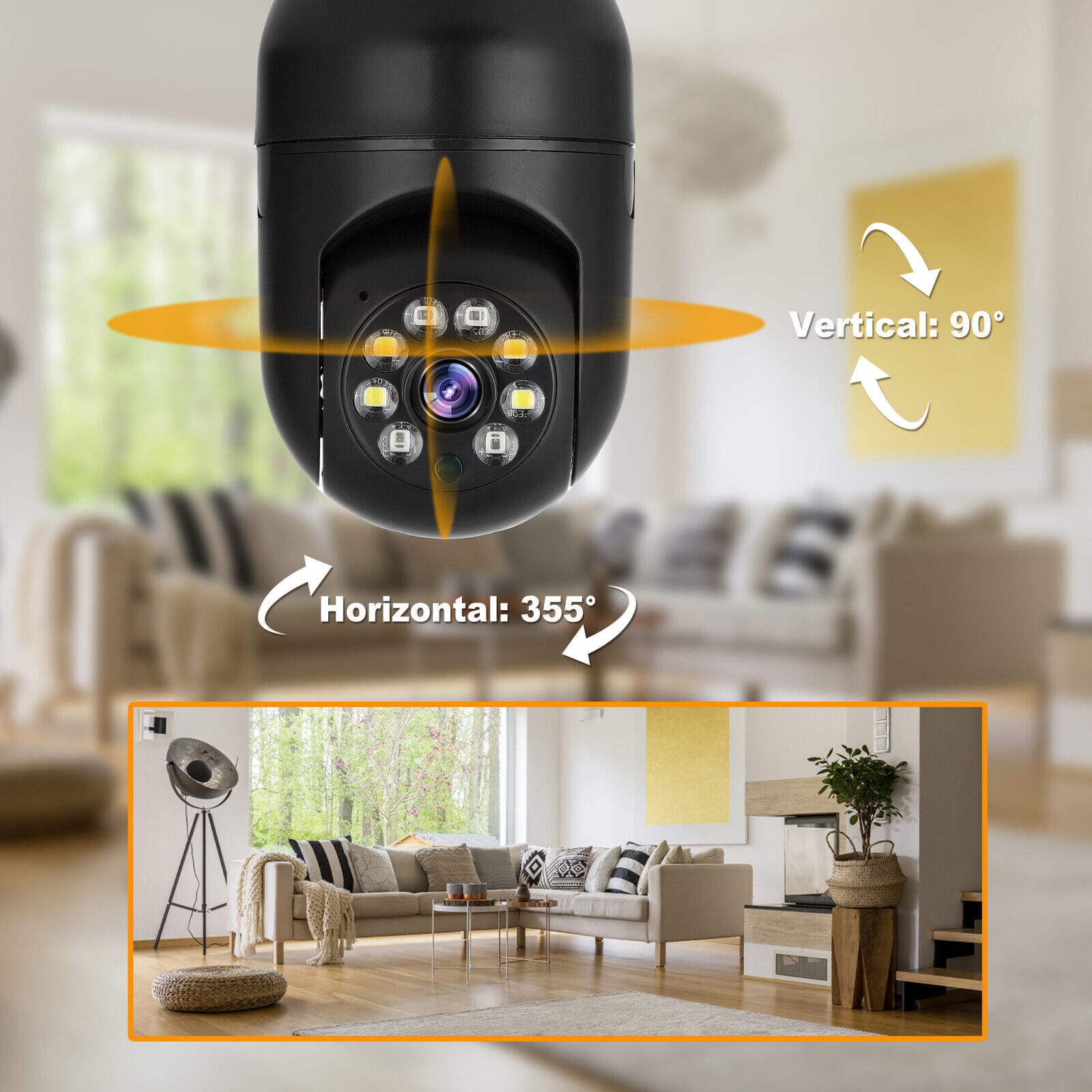 EVERSECU Tuya Smart Security Camera with E26/E27 Connector 1080P Wireless WiFi CCTV PTZ Camera 2-Way Audio/Motion Detection/Auto Tracking/Night Vision