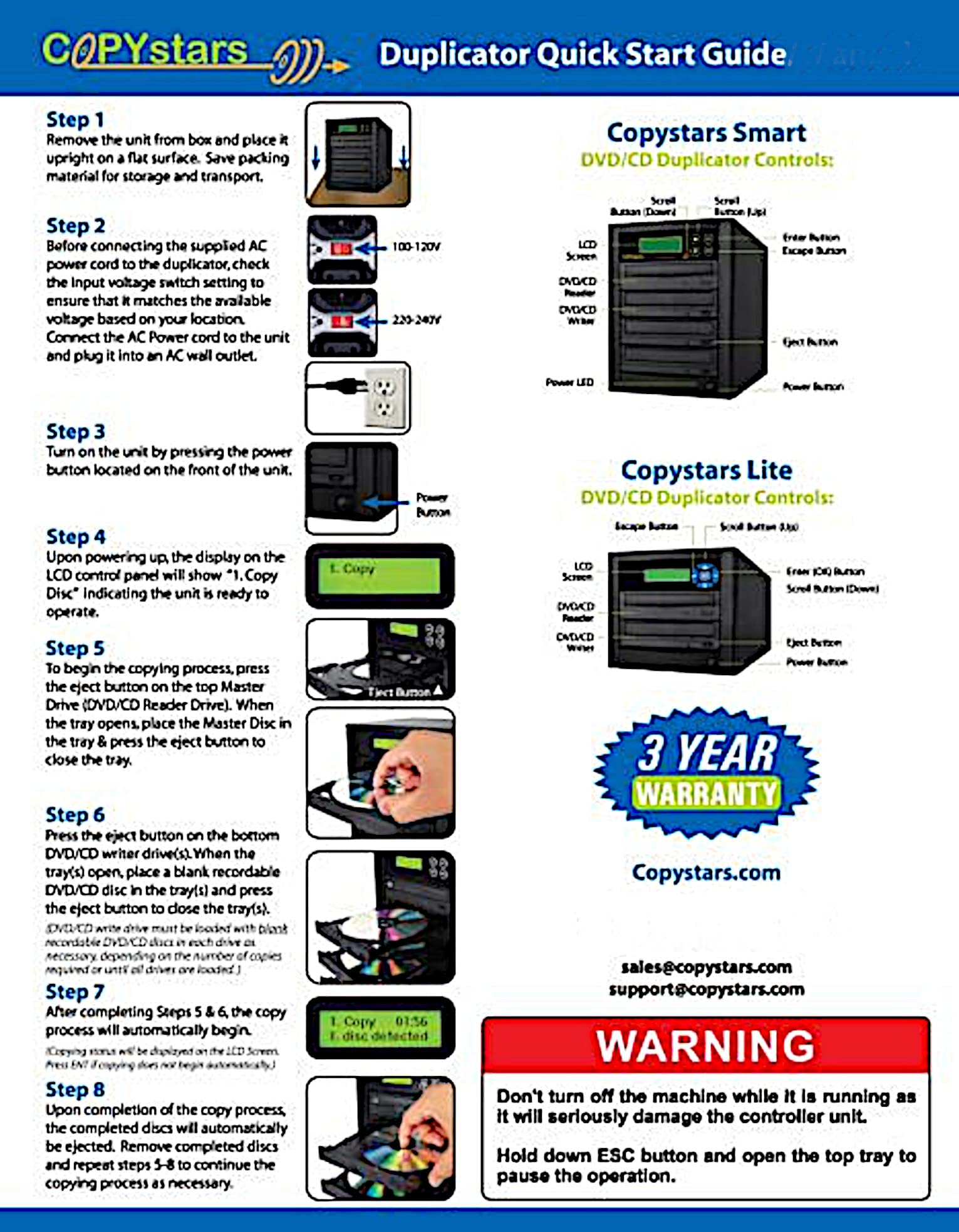 Copystars DVD Duplicator Sata CD-DVD Burner 24X 1 to 1 DVD Copier Duplicator Tower