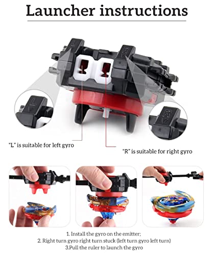 BeyBtatle Burst Gyro Toy Set 12 Spinning Tops 1x Launcher LR Left Right Spin DB Layer System and 1 Two-Way Transmitter Metal Fusion Attack Top Battling Game with Portable Box Gift for Ages 6+