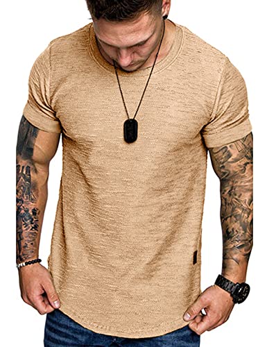 Fashion Mens T Shirt Muscle Gym Workout Athletic Shirt Cotton Tee Shirt Top Large