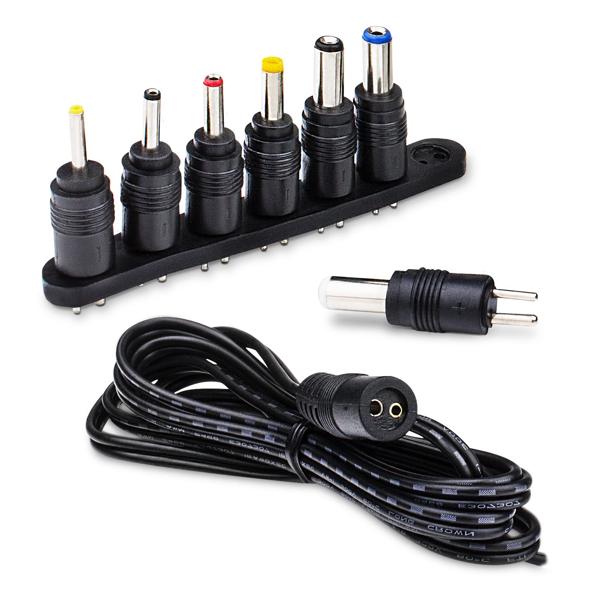 CyberPower CPUDC1U2000 Universal Power Adapter, 2.1 Amp/2000mA, USB Charge Port, 7 Adapter Tips, DC Plug, 5ft Power Cord Black